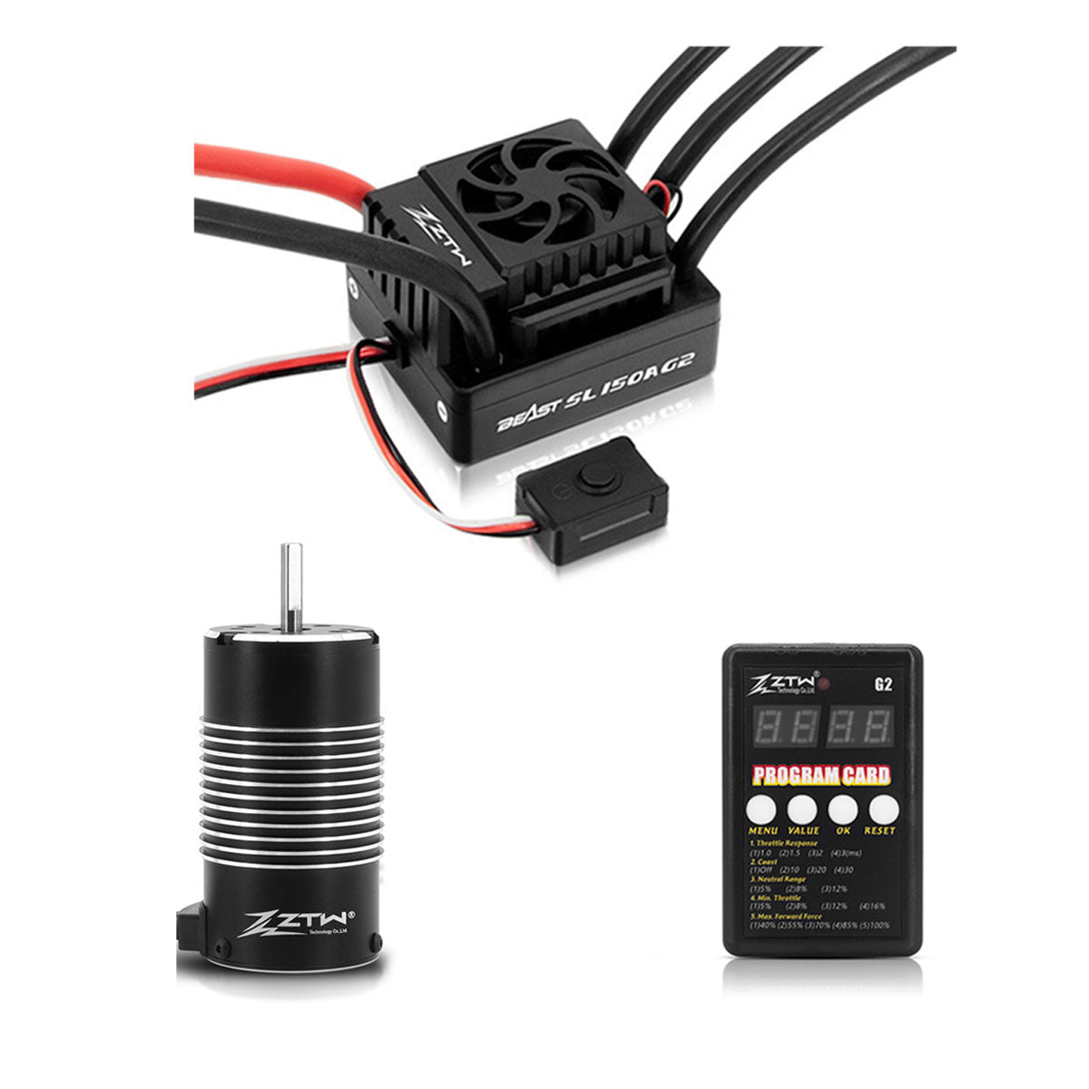 ZTW Beast G2 150A ESC Sensorless 4074 Motor Combo For 1/8th RC Car RTR